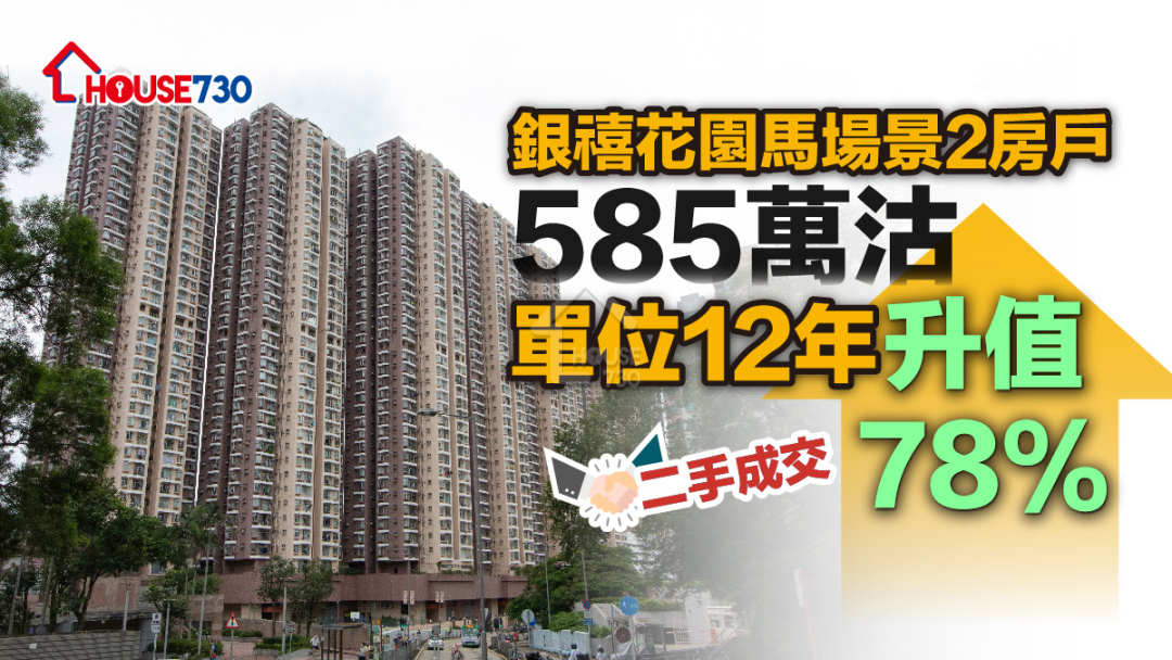 二手成交│銀禧花園馬場景2房戶585萬沽 單位12年升值78% - House730